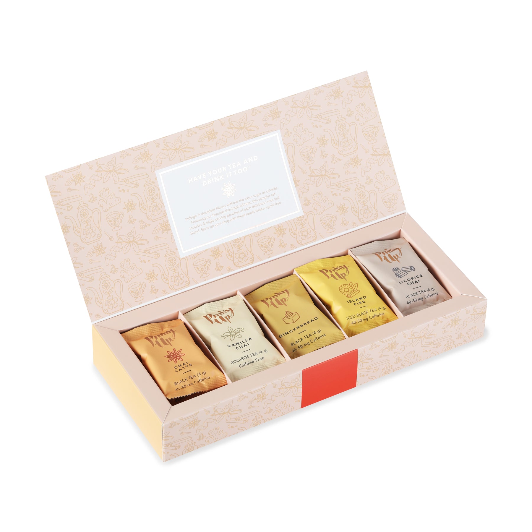 Pinky Up Chai Tea Gift Sampler, Variety Tea Packets of Flavored Tea ...
