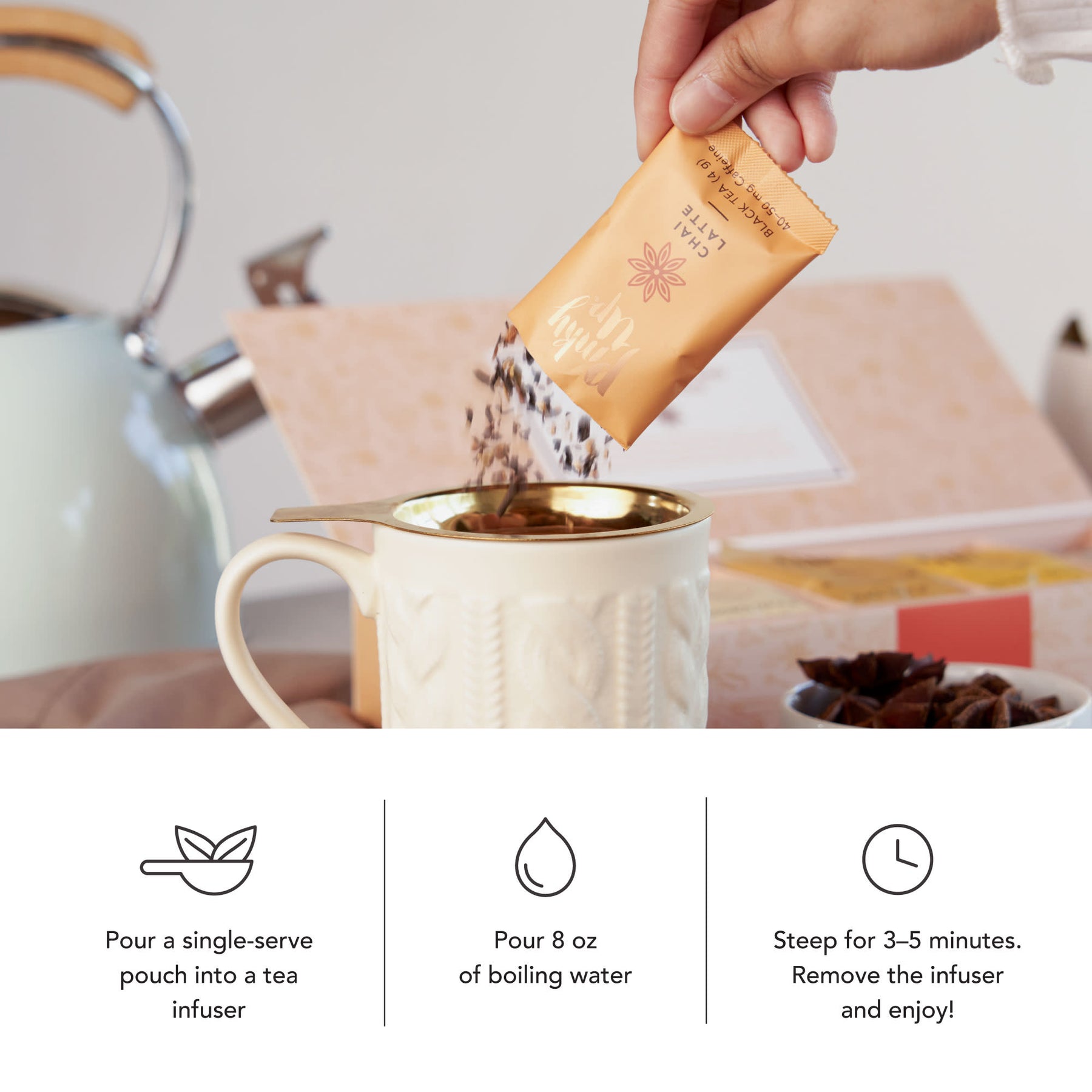 Pinky Up Chai Tea Gift Sampler, Variety Tea Packets of Flavored Tea ...